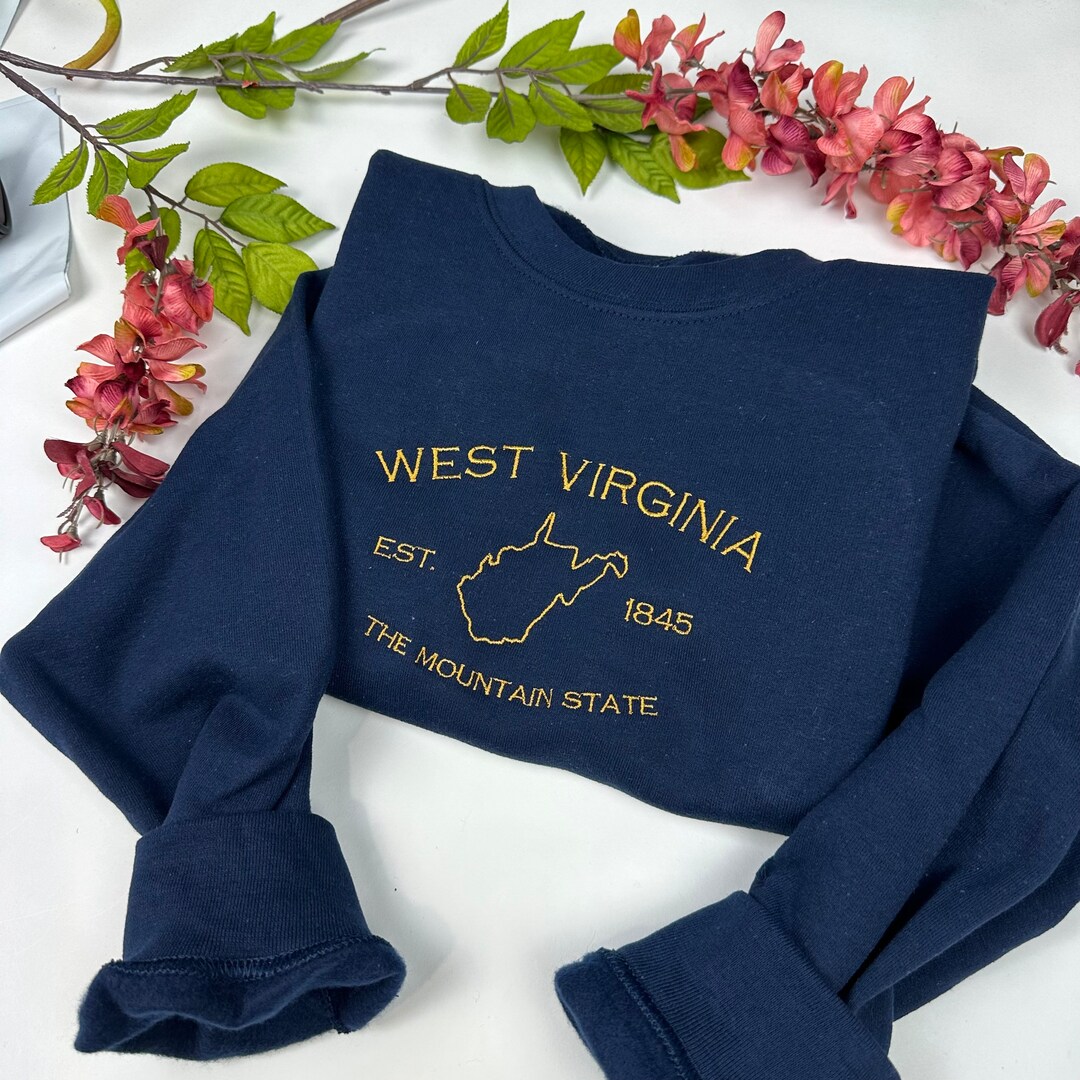 West Virginia Embroidered Crewneck Sweatshirt - Etsy