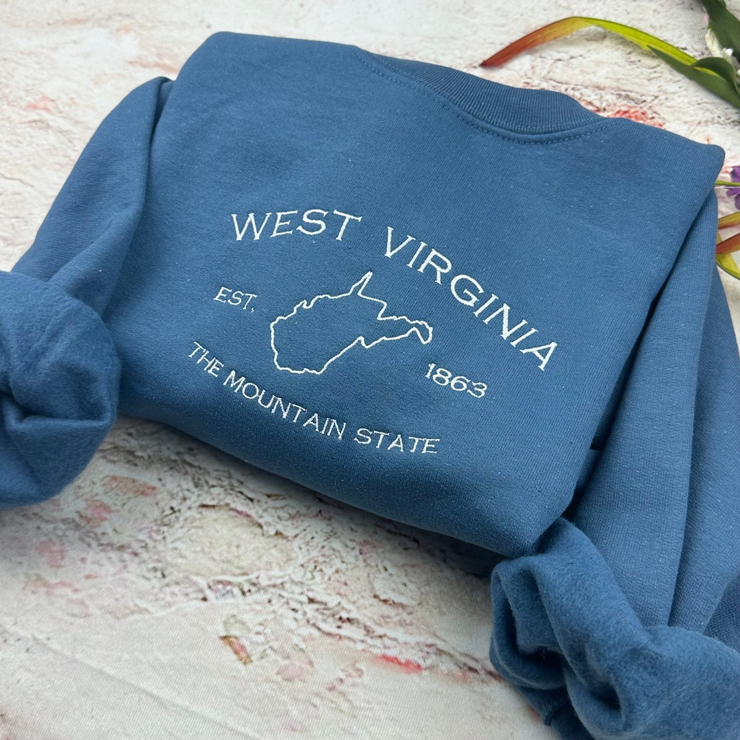West Virginia Embroidered Crewneck Sweatshirt - Etsy