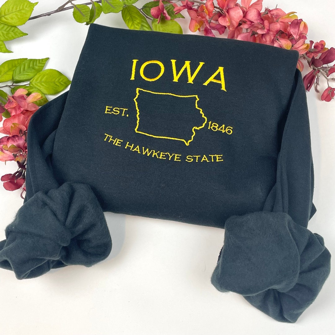 Iowa Embroidered Sweatshirt- Iowa T-shirt and Sweatshirt - Hawkeye ...