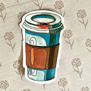 Coffee Cup Sticker, Travel Coffee Cup, Lipstick, Coffee Sticker, Coffee ...