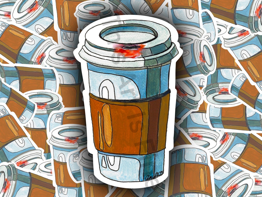 Coffee Cup Sticker, Travel Coffee Cup, Lipstick, Coffee Sticker, Coffee ...