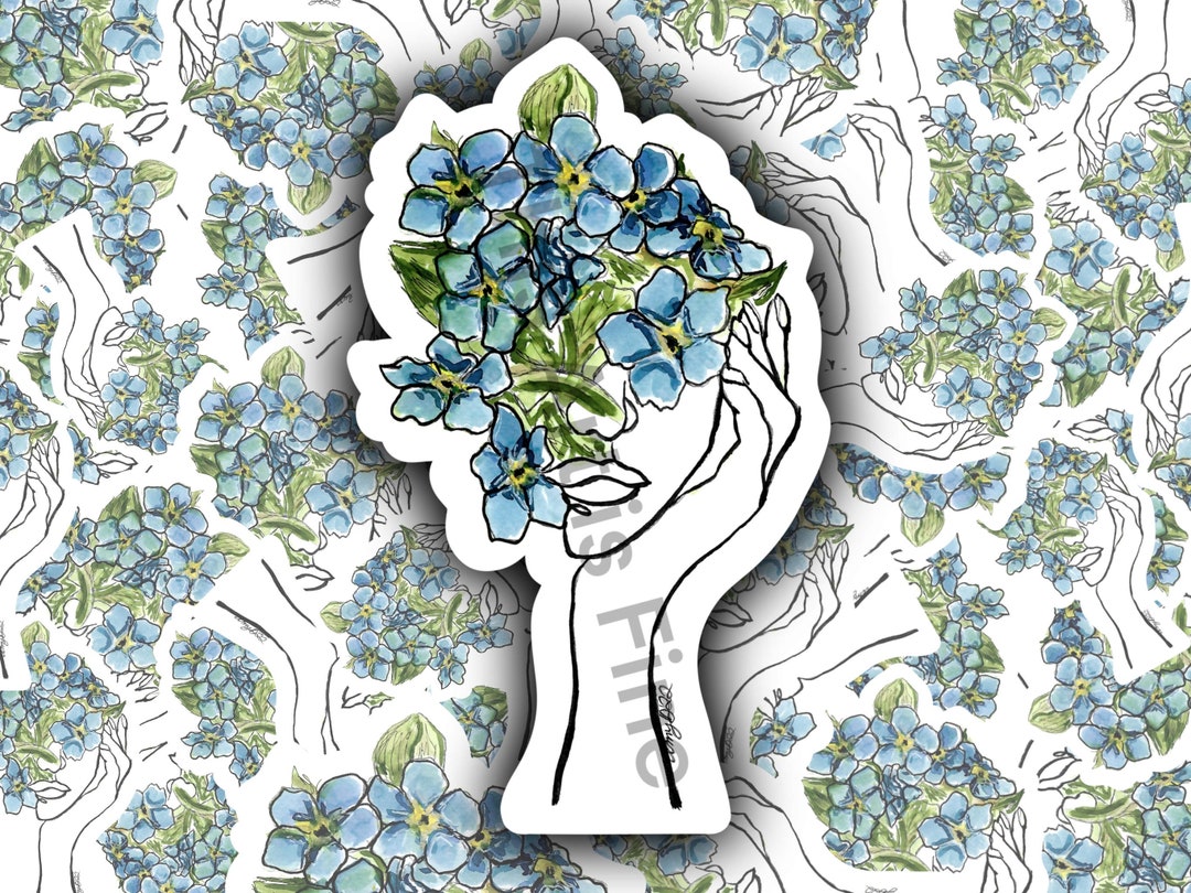 Forget Me Not Sticker, Floral Art, Stickers, Portrait Sticker ...