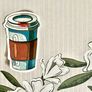Coffee Cup Sticker, Travel Coffee Cup, Lipstick, Coffee Sticker, Coffee ...