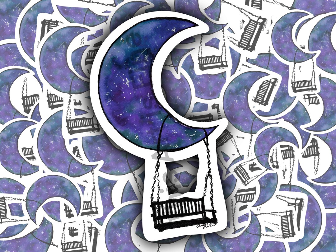 Moon Swing Sticker, Celestial Sticker, Moon Phases, Moon Art, Swing ...