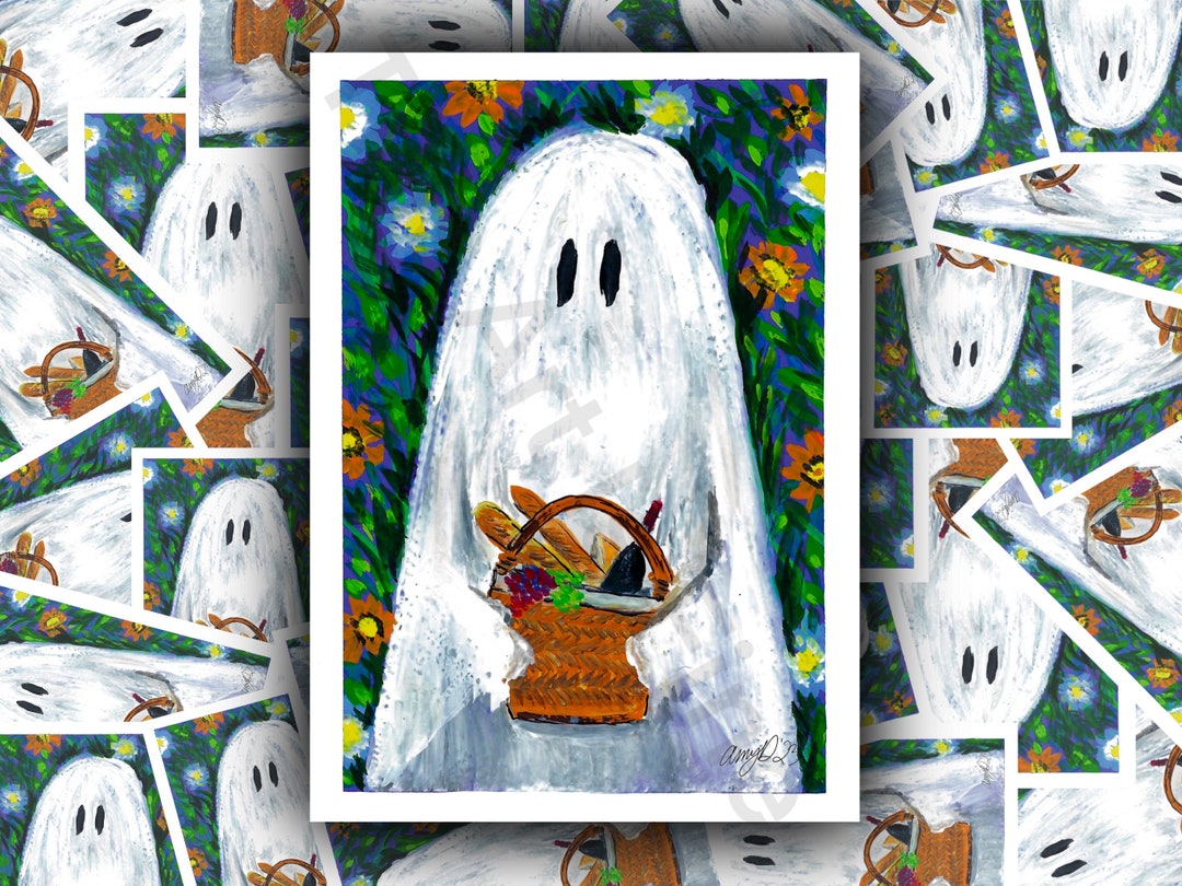 Picnic Ghost Sticker, Cute and Spooky, Spooky Season Sticker, Cute ...
