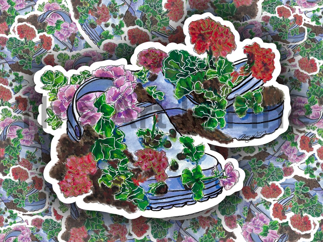 Floral Croc Sticker, Shoe Stickers, Flowers, Geraniums, Planted Flowers ...
