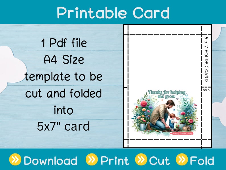 Printable Fathers Day Card Fathers Day Card Printable Digital Happy ...