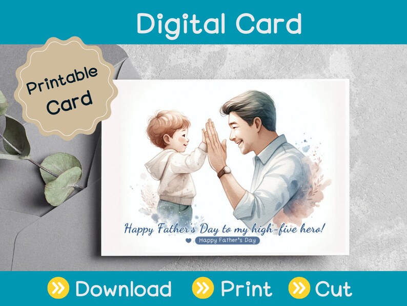 Printable Fathers Day Card Fathers Day Card Print at Home Digital Happy ...