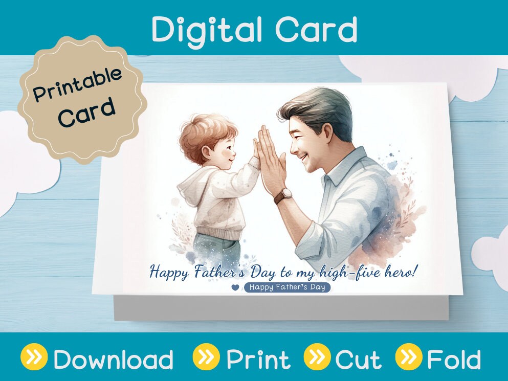 Printable Fathers Day Card Fathers Day Card Print at Home Digital Happy ...