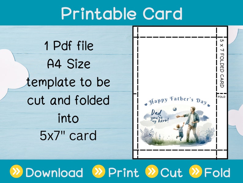 Printable Fathers Day Card Fathers Day Card Printable Digital Happy ...