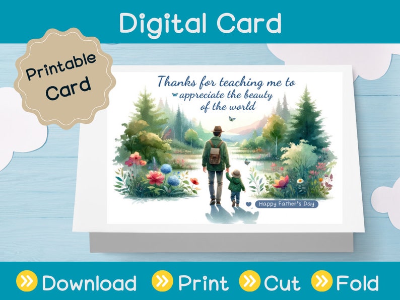 Printable Fathers Day Card Fathers Day Card Print at Home Digital Happy ...