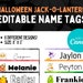 EDITABLE Halloween Pumpkin Classroom Name Tags Digital Download Print ...