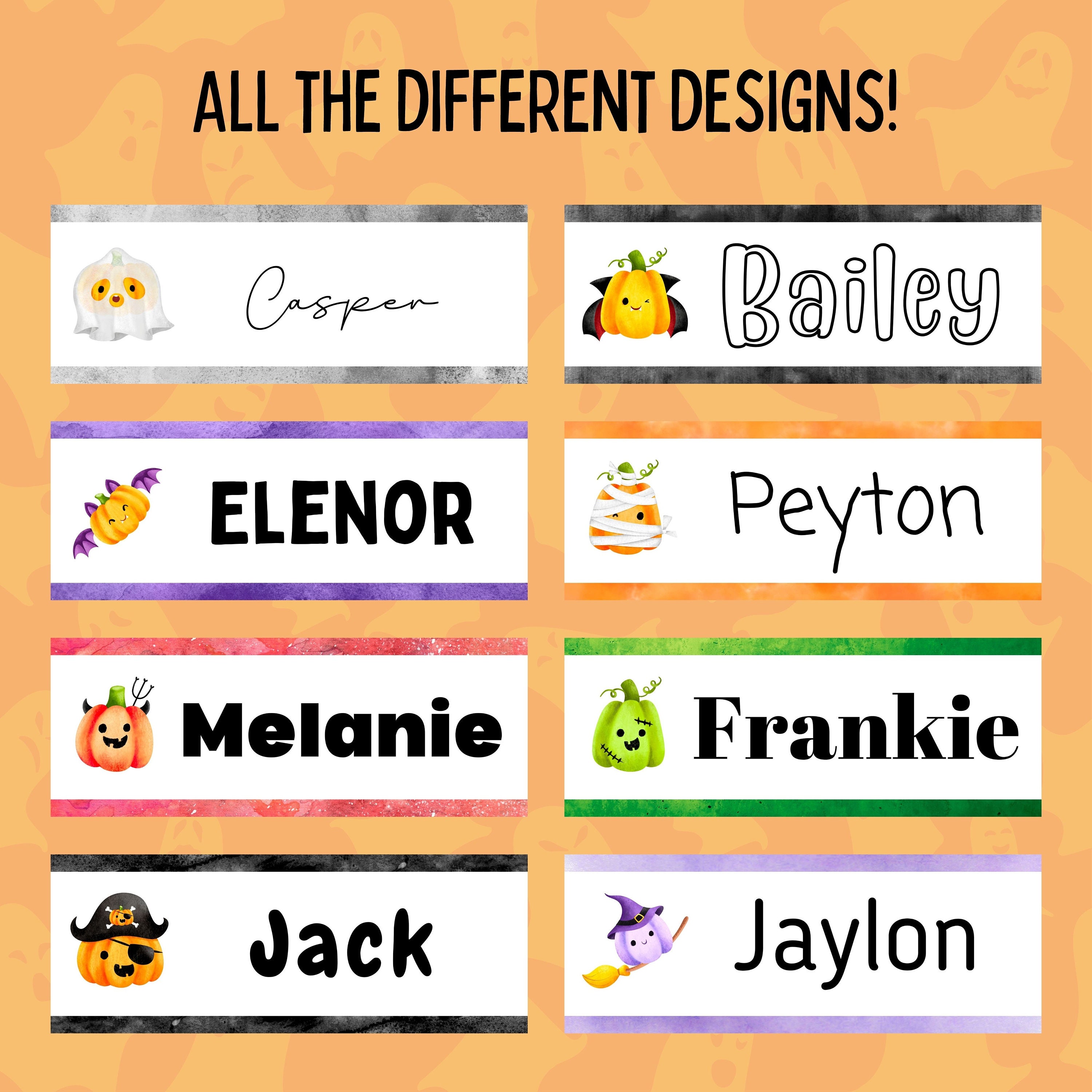 EDITABLE Halloween Pumpkin Classroom Name Tags Digital Download Print ...