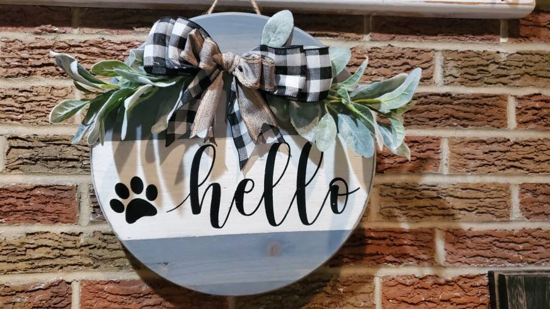Customizable Wood Round Sign Front Door Decor Door Hanger Door Wreath ...