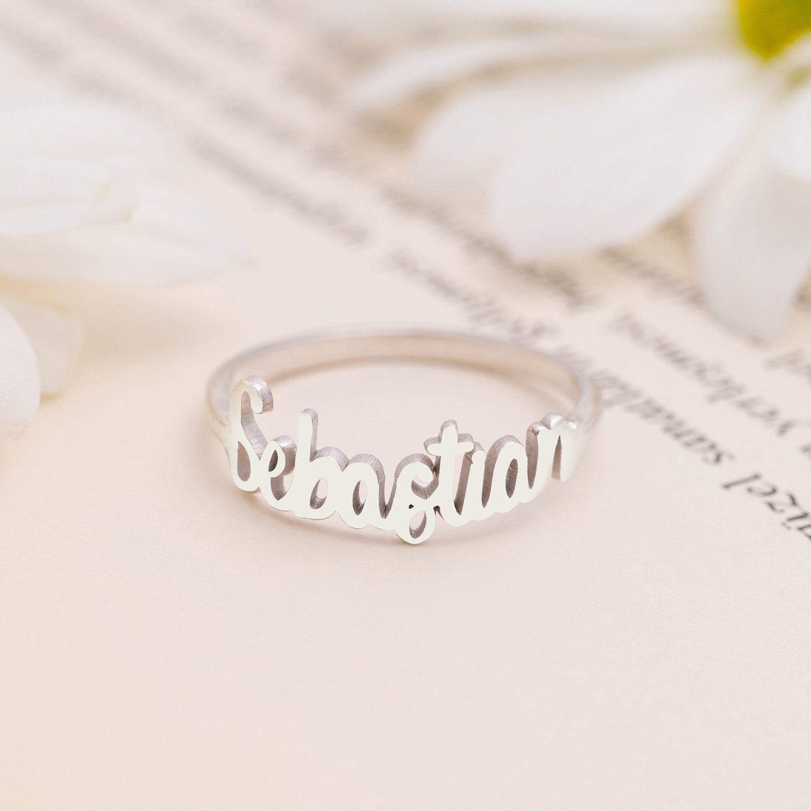 Custom Silver Name Ring, Handwrite Name Ring, Personalized Name Ring ...