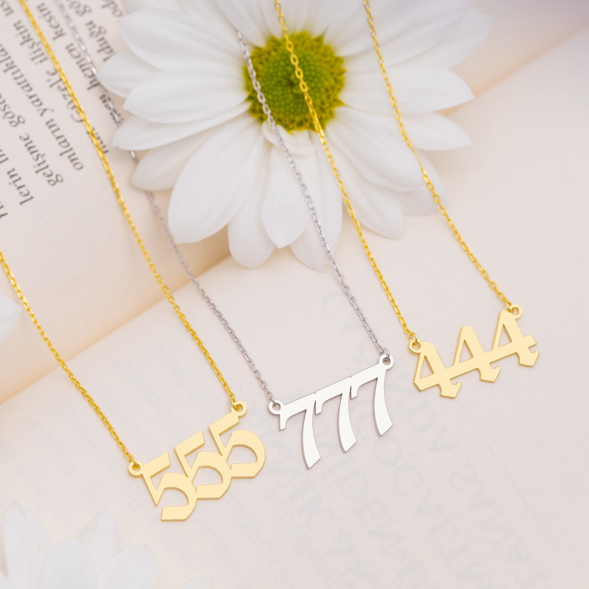 Gold Angel Number Necklace, Custom Number Necklace, Spiritual Gift ...