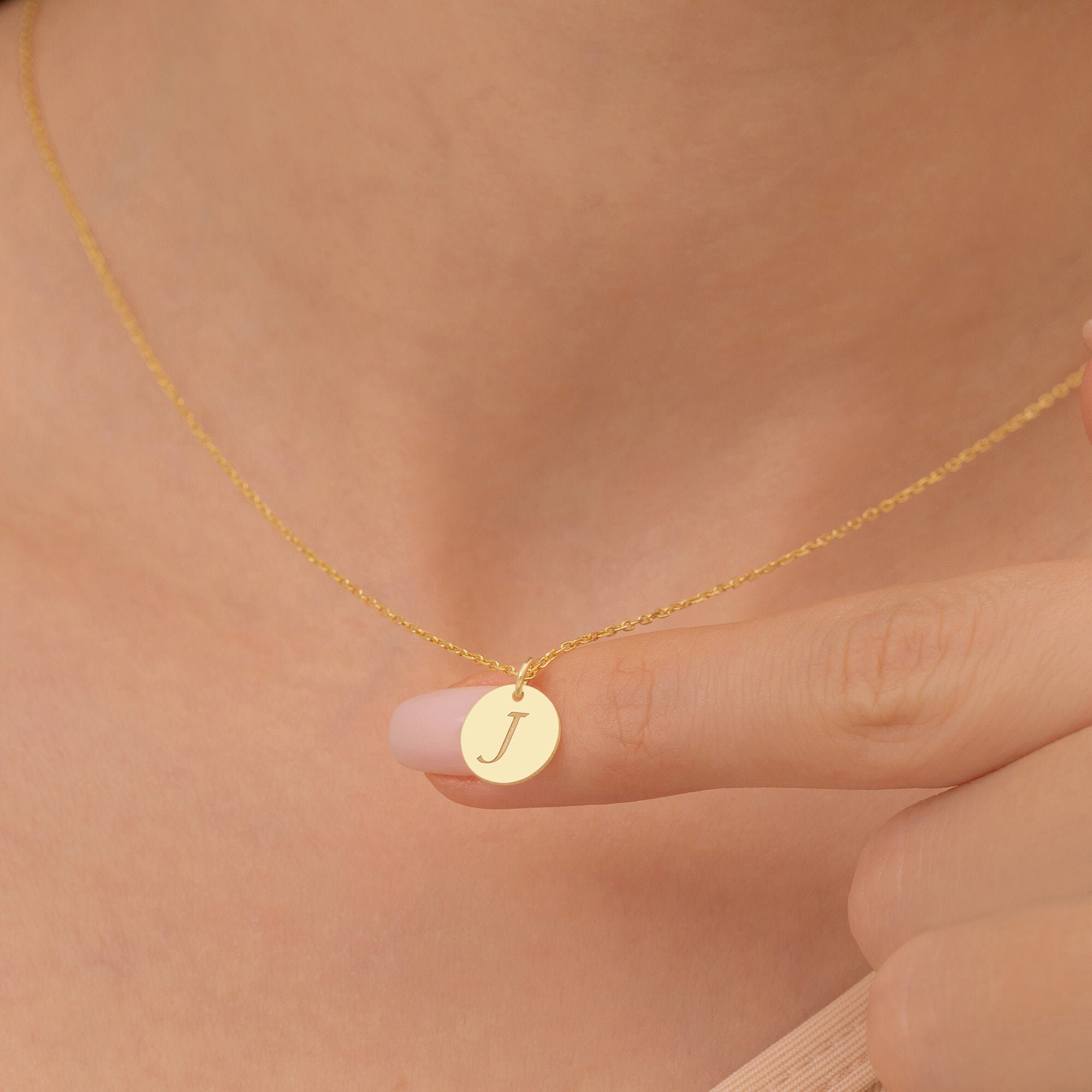 Initial Disc Necklace, Personalized Letter Necklace, Monogram Coin ...