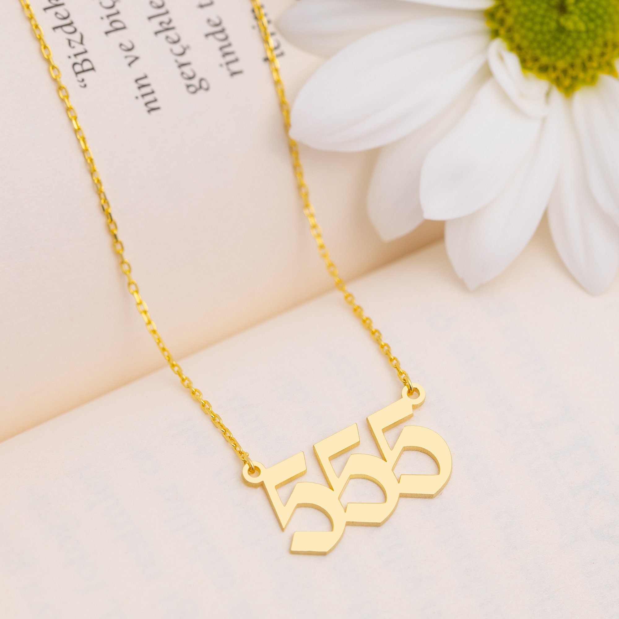 Gold Angel Number Necklace, Custom Number Necklace, Spiritual Gift ...