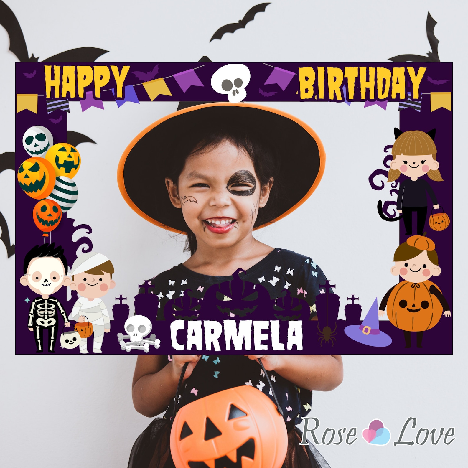 FREE PROPS Halloween Photo Booth Frame Happy Halloween | Etsy