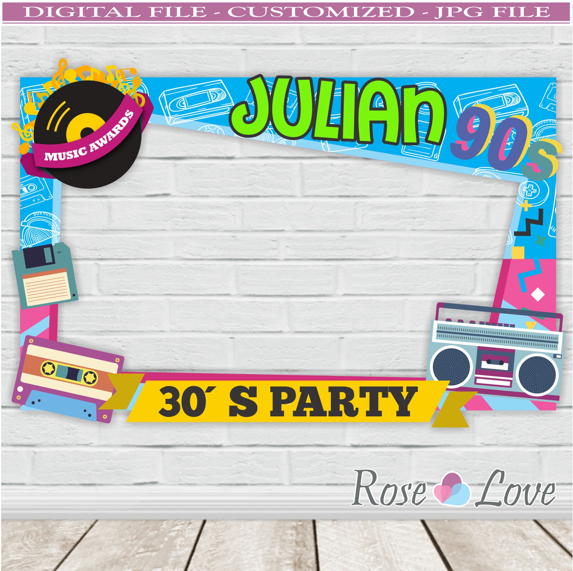 90's Photo Booth Frame 90s Birthday Party Photobooth - Etsy UK