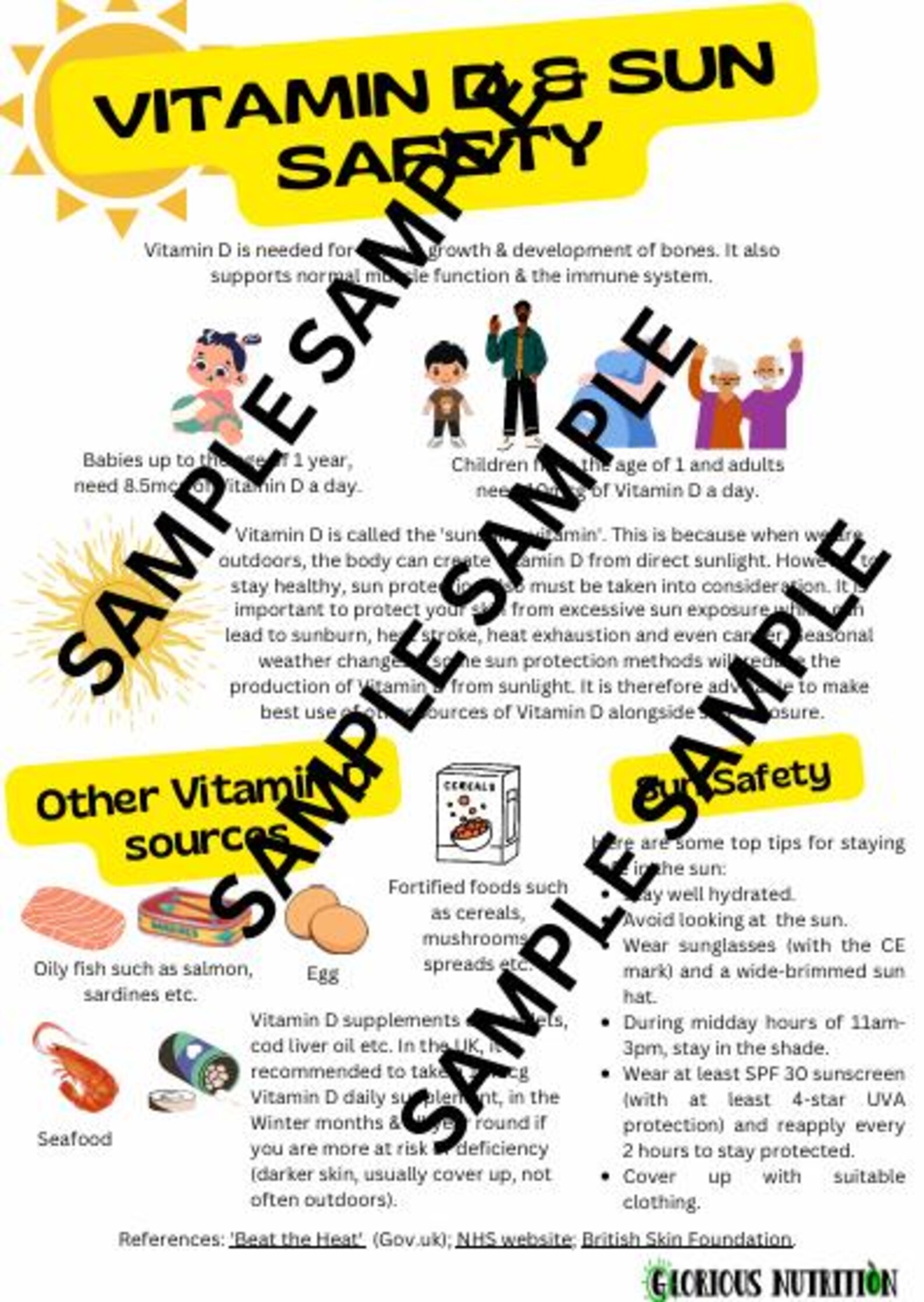 Vitamin D and Sun Safety Handout - Etsy