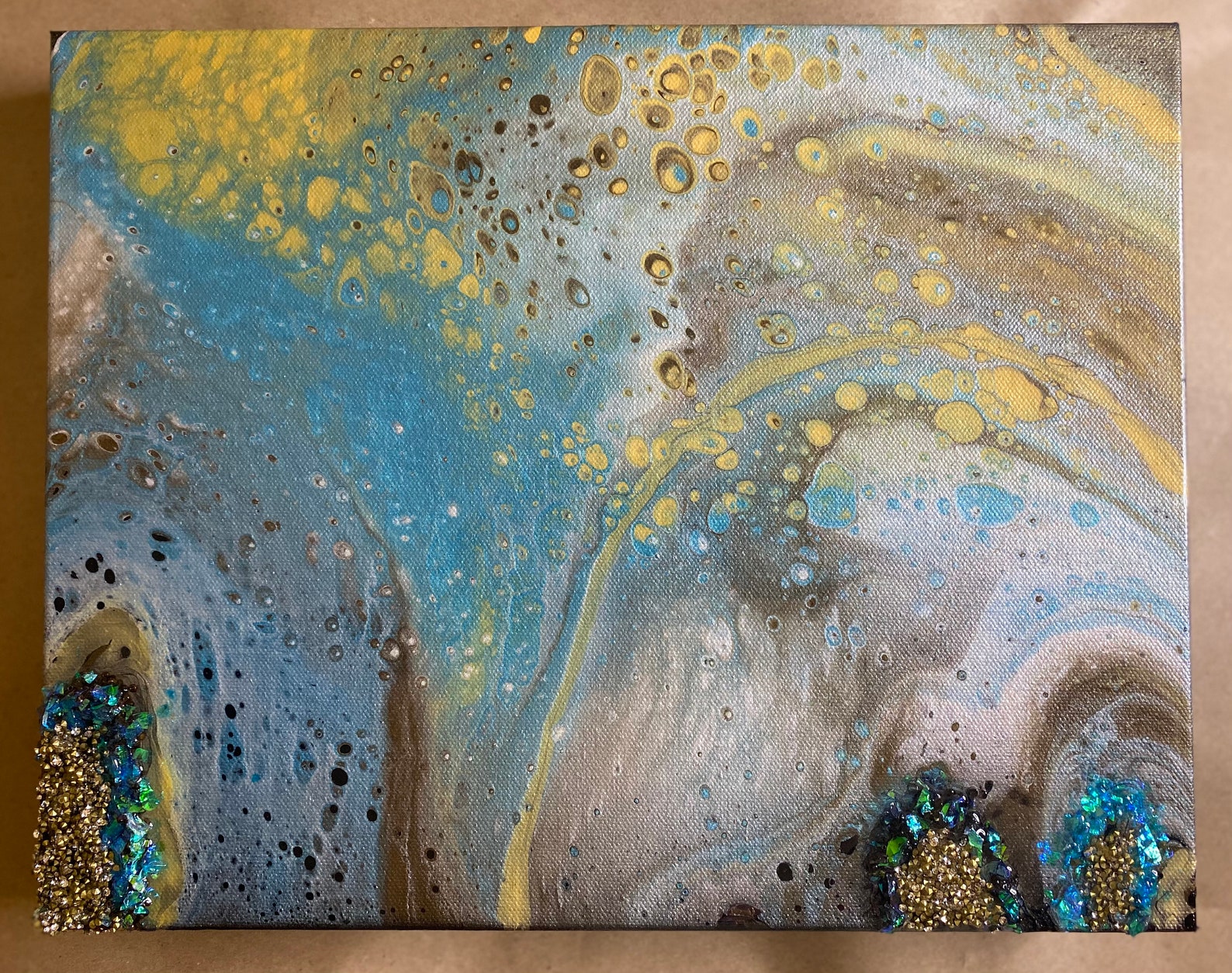 11x14 Acrylic Pour Painting geode Inspired - Etsy UK