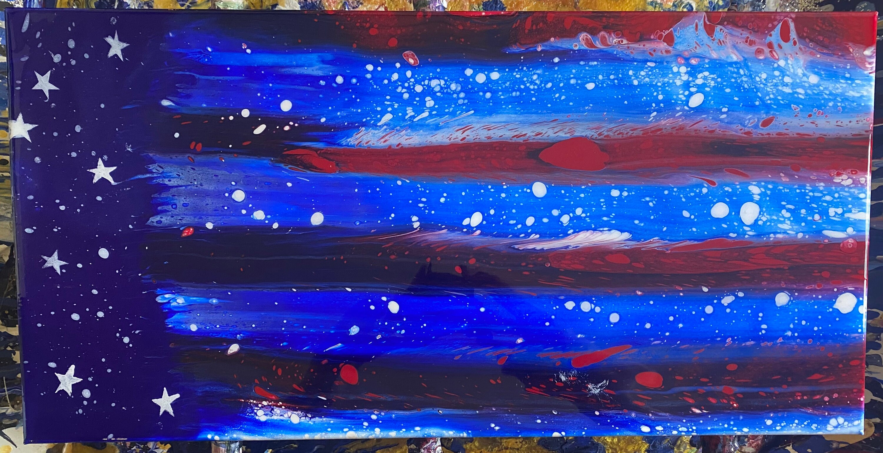 24x12 Acrylic Pour American Flag - Etsy 日本