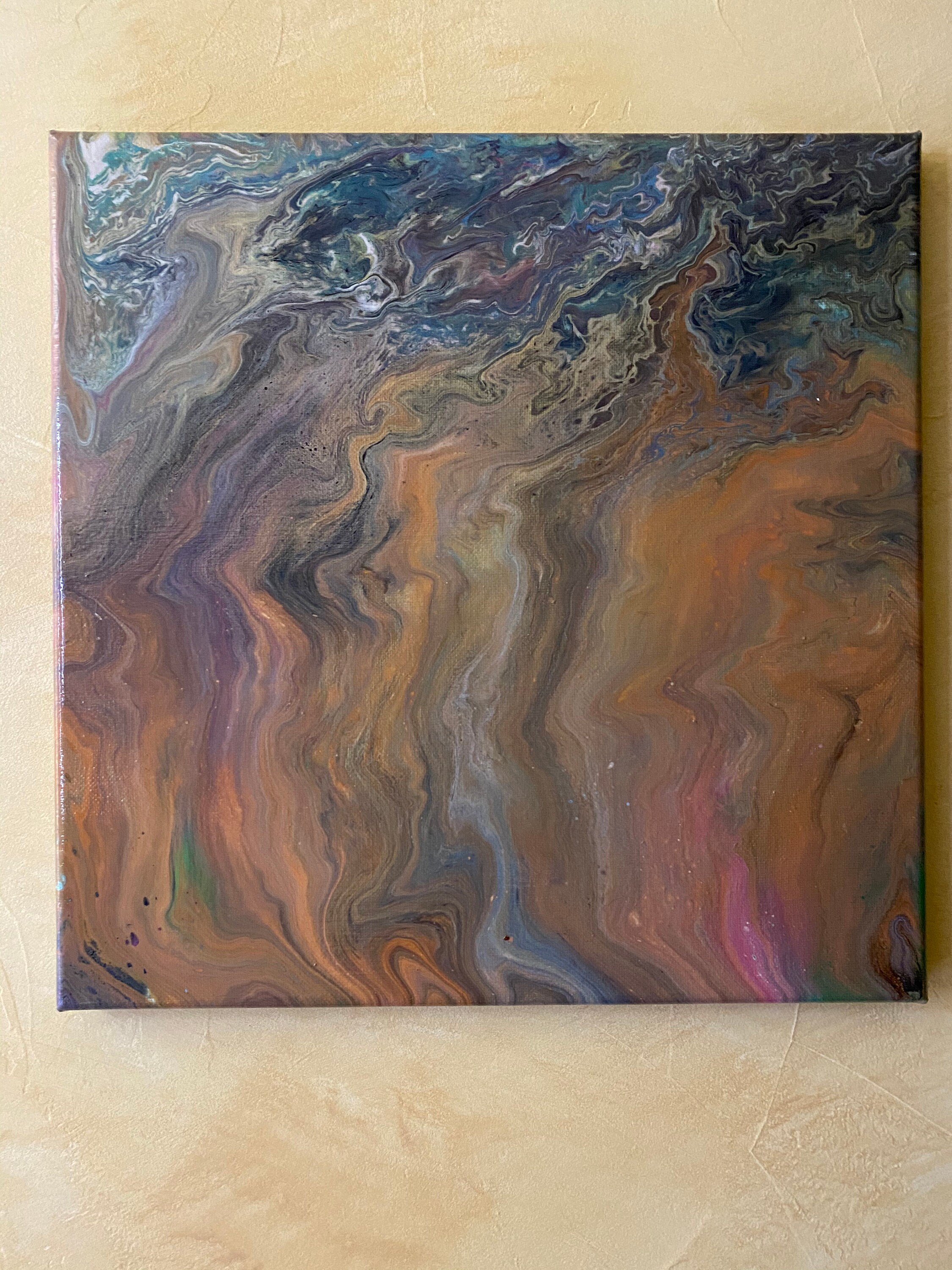 12x12 Acrylic Pour Painting “canyon Wall” - Etsy