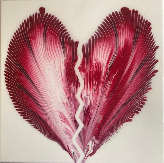 12x12 Broken Heart Acrylic Painting Valentines Day gift | Etsy