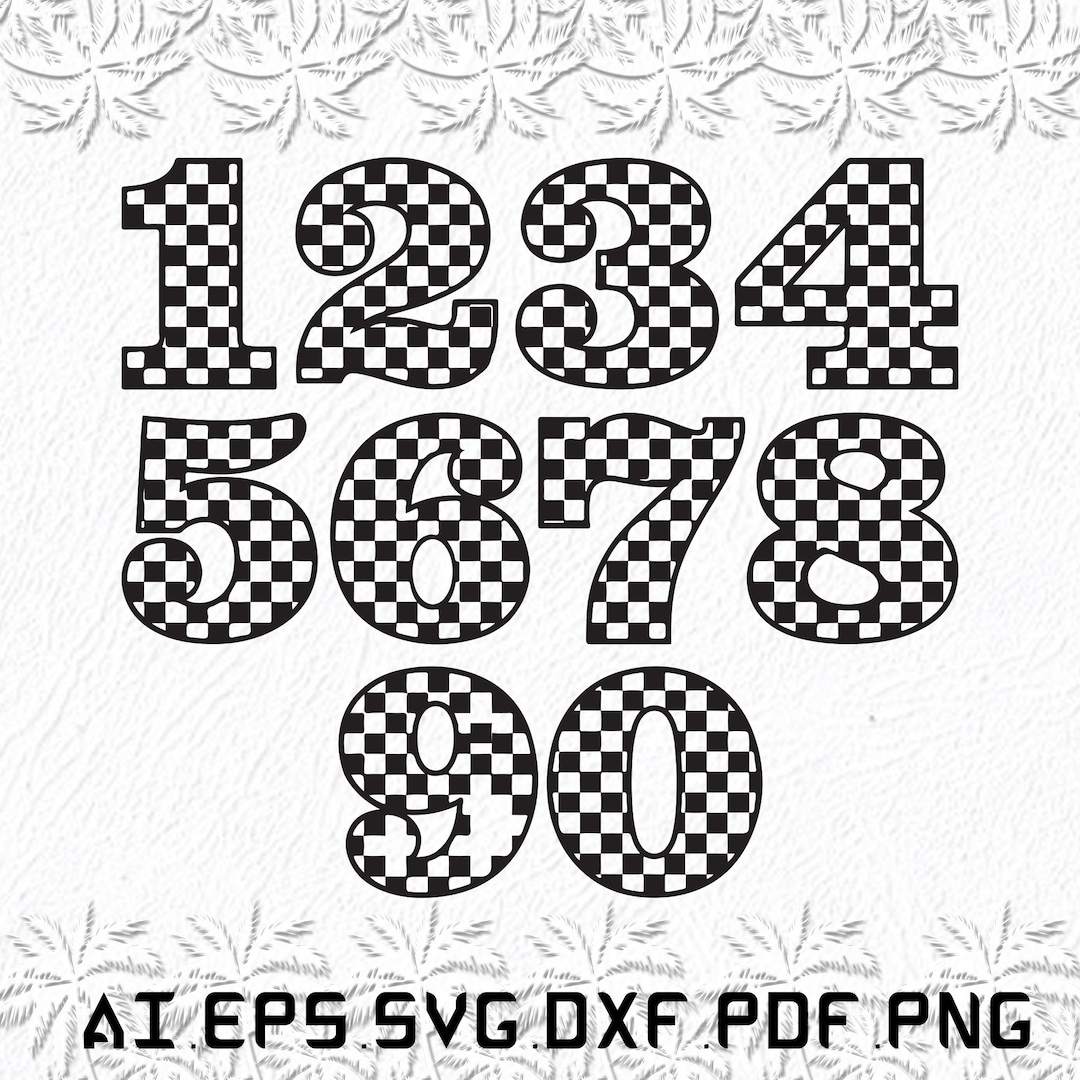 Checkered Numbers Svg, Checkered Number Svg, Garden Svg, Checkered ...