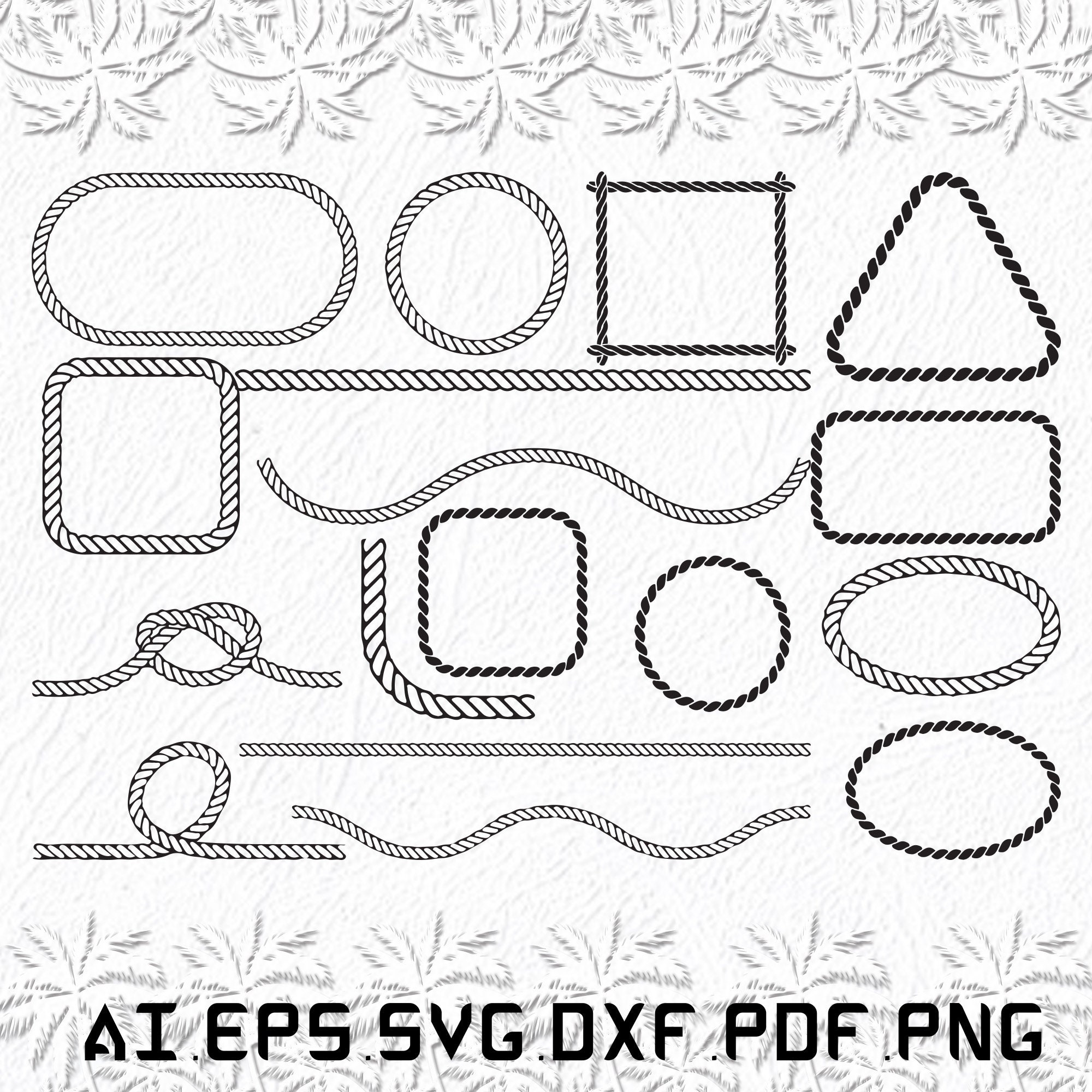 Rope Frame Border Clipart Set Outline Stamp Graphics Decorative Element ...