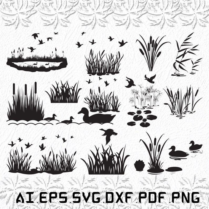 Water Plants Duck Svg, Water Plants Ducks Svg, Water SVG, Plants, Duck ...