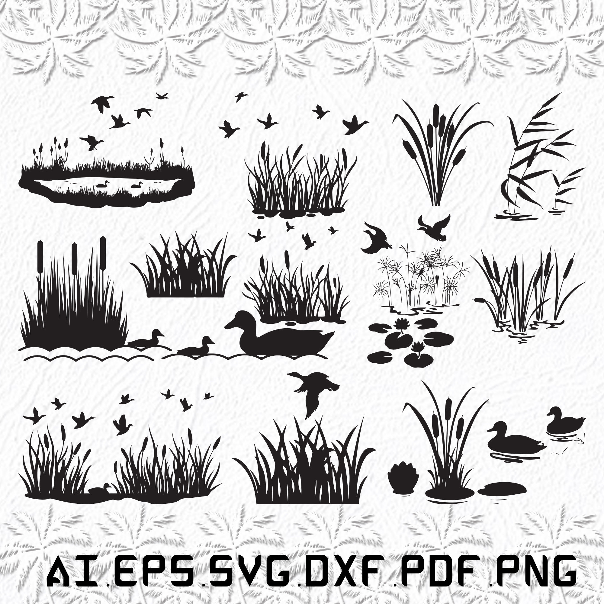 Water Plants Duck Svg, Water Plants Ducks Svg, Water SVG, Plants, Duck ...