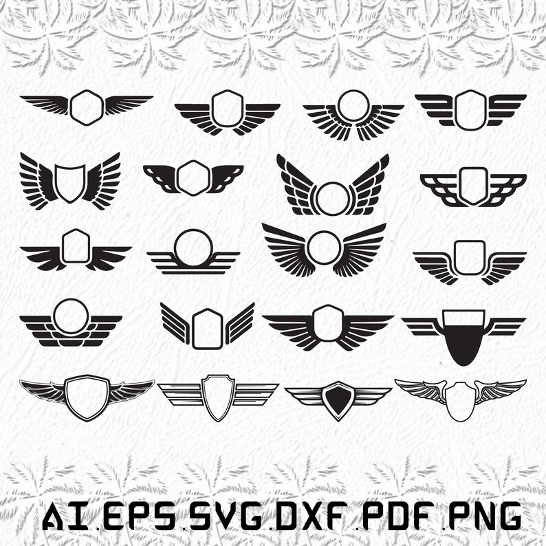 Wings Badge Svg, Wing Badge Svg, Wings Badges Svg, Wing, Badge, SVG, Ai ...