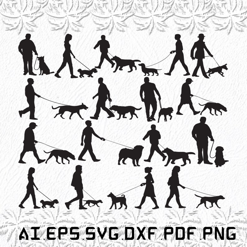 Dog Walker Svg, Dog Svg, Walker Svg, Man, Woman, SVG, Ai, Pdf, Eps, Svg ...