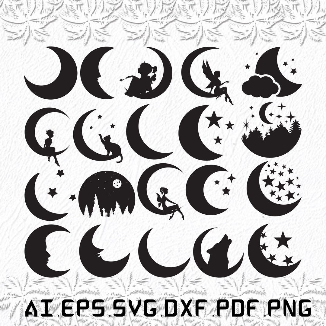 Luna svg stella svg stelle svg lune cielo SVG ai pdf - Etsy Italia