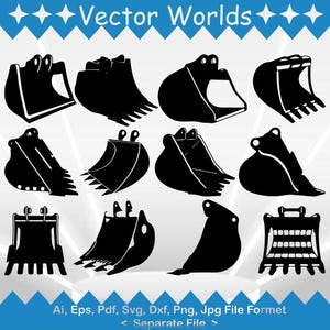 Excavator Bucket Svg, Excavator Buckets Svg, Bucket Svg, Excavator ...