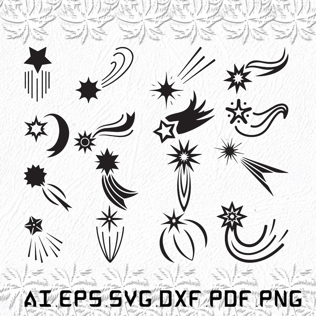 Flat Falling Star Svg, Flat Falling Stars Svg, Flat Falling Svg ...