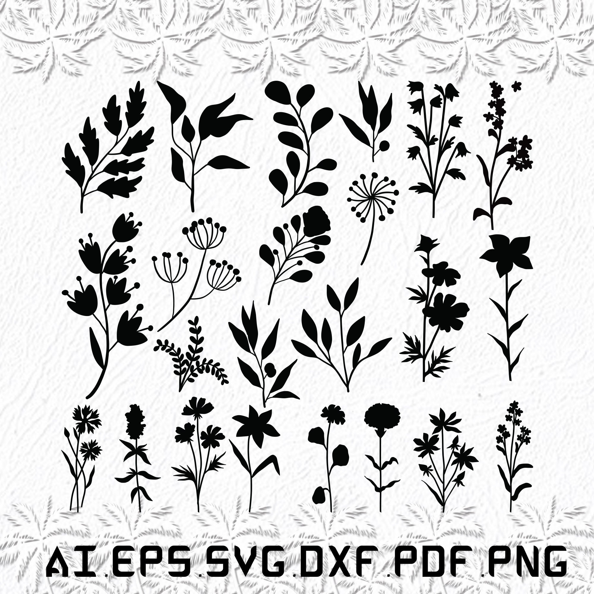 Flower Set Svg Flower Svg Flower Svg Heart Love SVG Ai - Etsy Canada