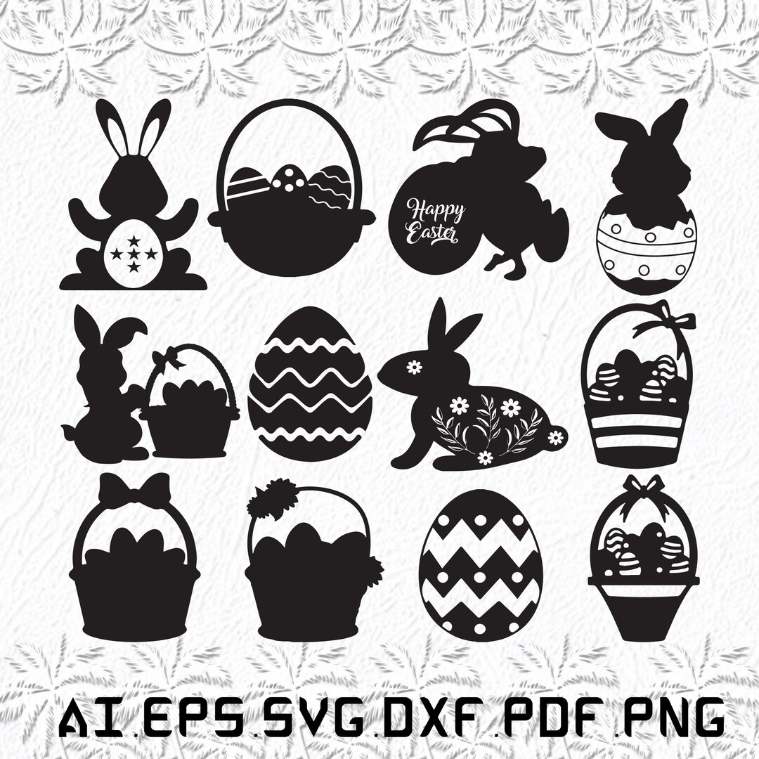Easter Basket Svg, Easter Svg, Basket Svg, Eggs, Bunny, SVG, Ai, Pdf ...
