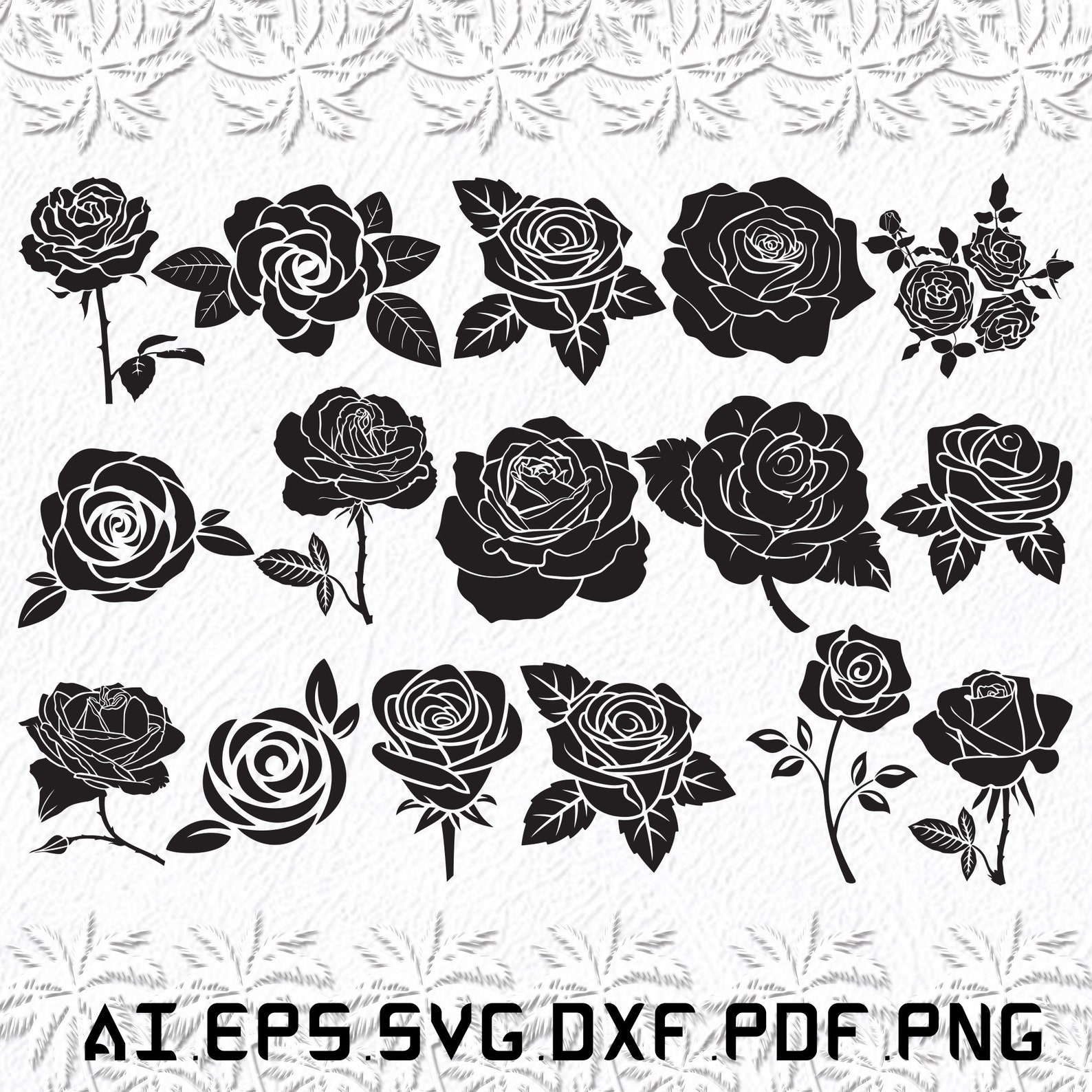 Roses Svg, Rose Svg, Floral Svg, Flower, Flowers, SVG, Ai, Pdf, Eps ...