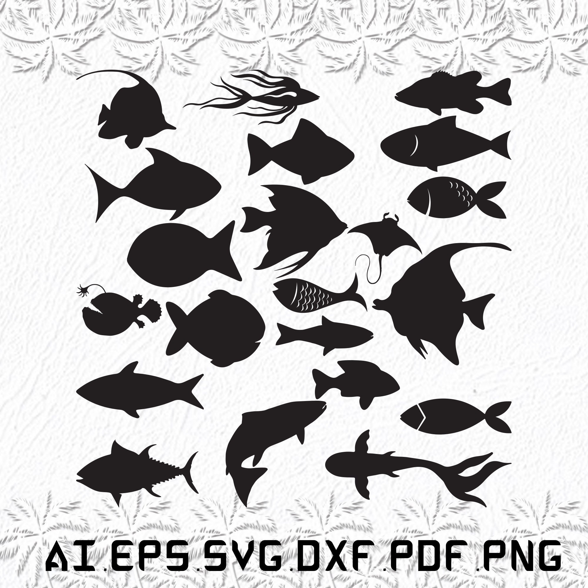 Fish Svg, Ocean Svg, River Svg, Sea, Water, SVG, Ai, Pdf, Eps, Svg, Dxf ...