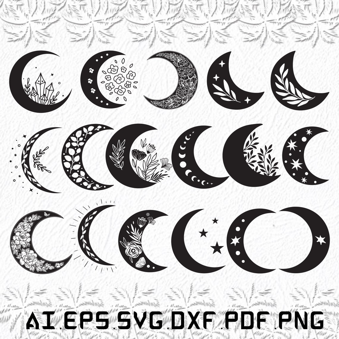 Boho Moon Svg Boho Svg Moon Svg Night Sun SVG Ai Pdf - Etsy