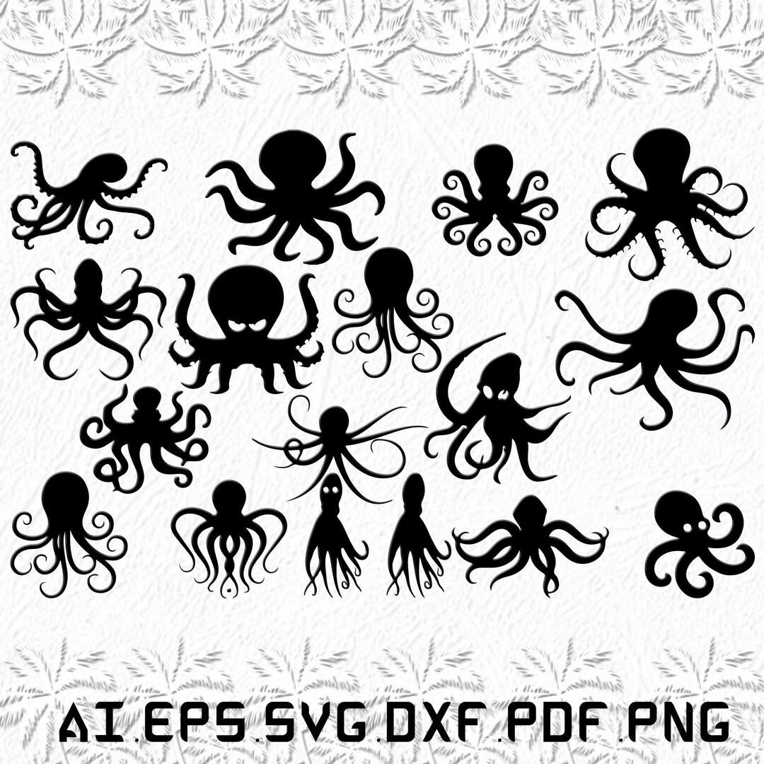 Octopus Svg, Sea Side Svg, Octopus Image Sketch Svg, Octopus Full Body ...