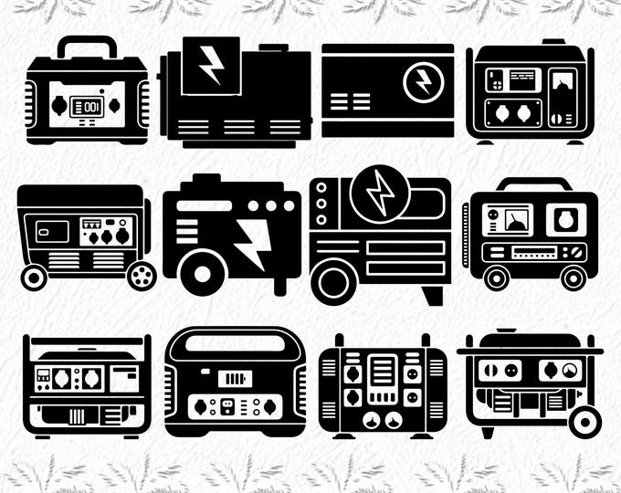 Portable Generator Outline SVG, Generator Clipart, Generator Files for ...