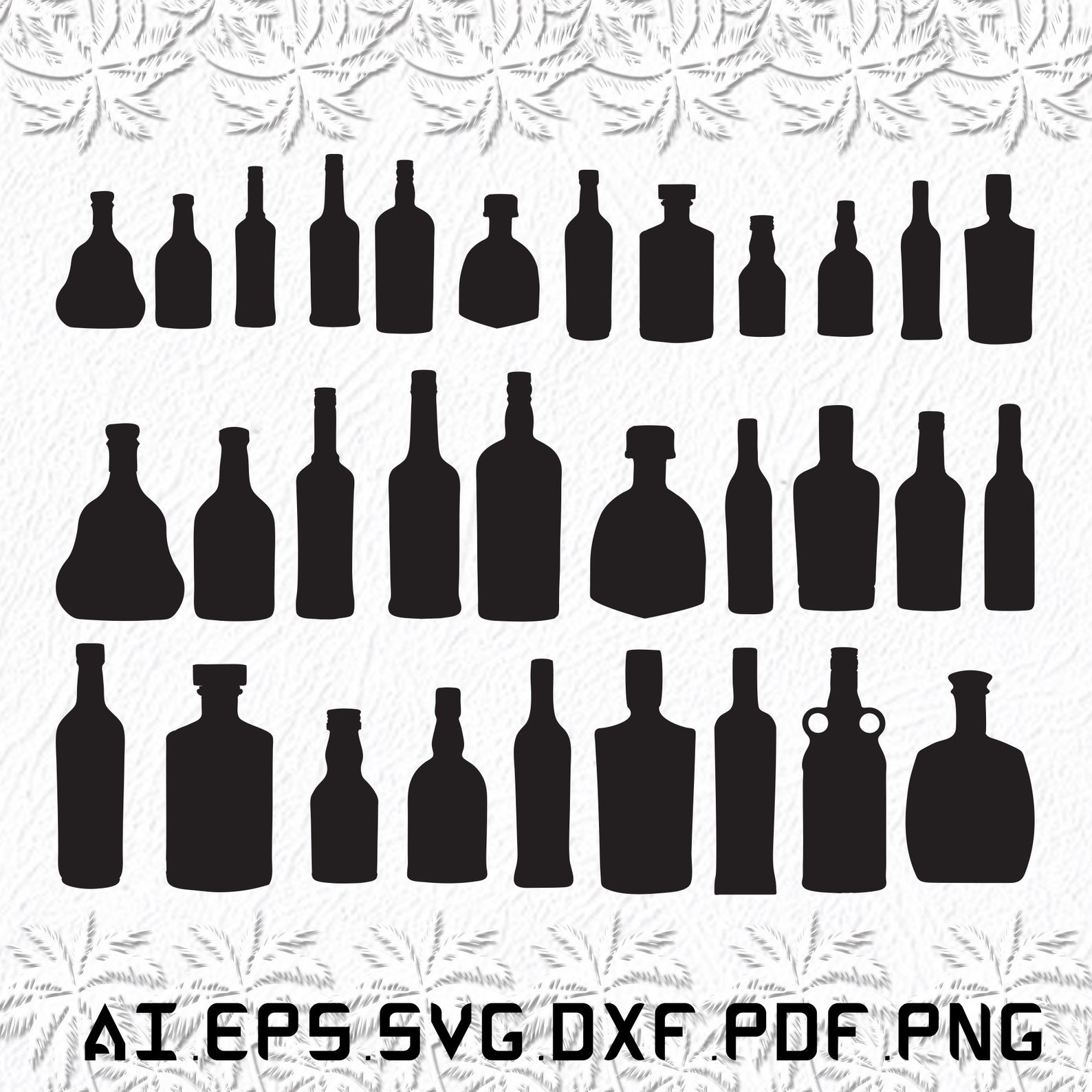 Bottle Svg, Alcohol Bottle Svg, Alcohol Svg, Bottles, Wine, SVG, Ai ...