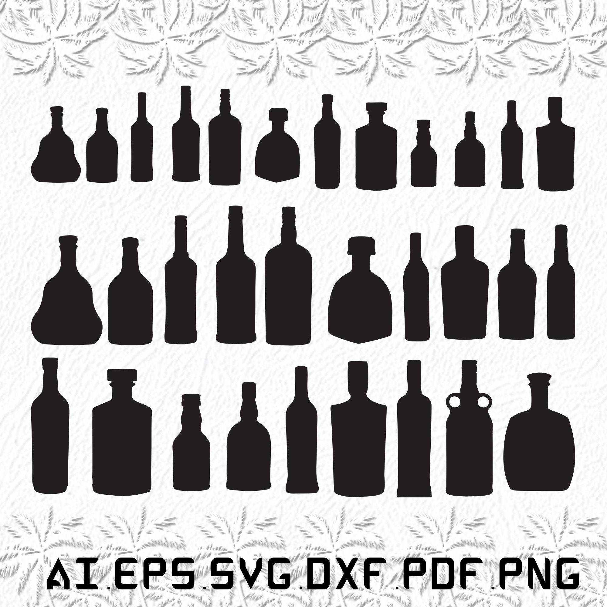 Bottle Svg, Alcohol Bottle Svg, Alcohol Svg, Bottles, Wine, SVG, Ai ...