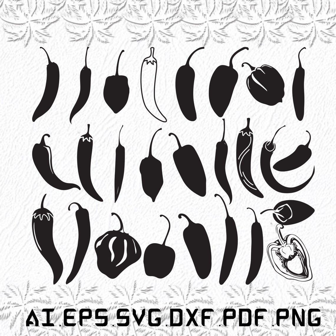 Chili Pepper Svg, Chili Peppers Svg, Chili Svg, Pepper, Peppers, SVG ...
