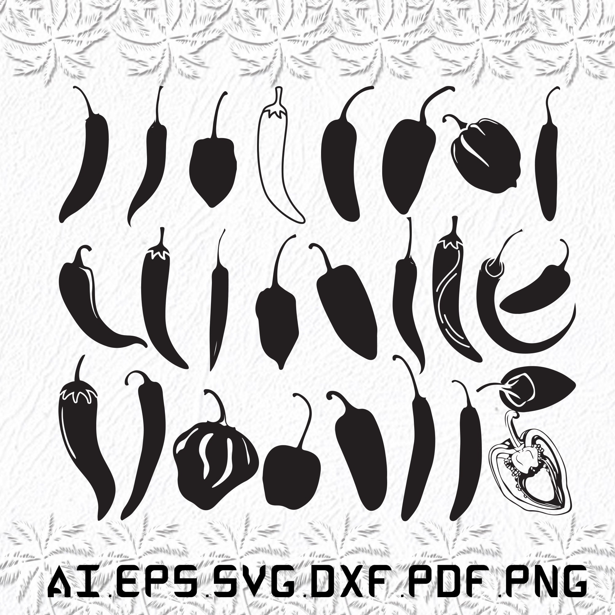 Chili Pepper Svg, Chili Peppers Svg, Chili Svg, Pepper, Peppers, SVG ...