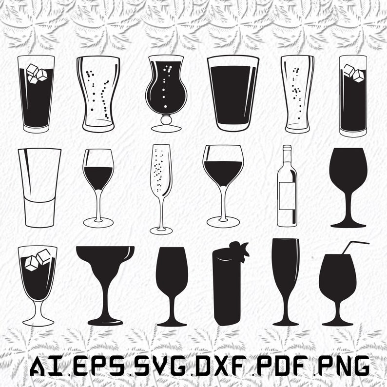 Drink Glass Svg Drink Cup Svg Drink Svg Glass Bar SVG - Etsy